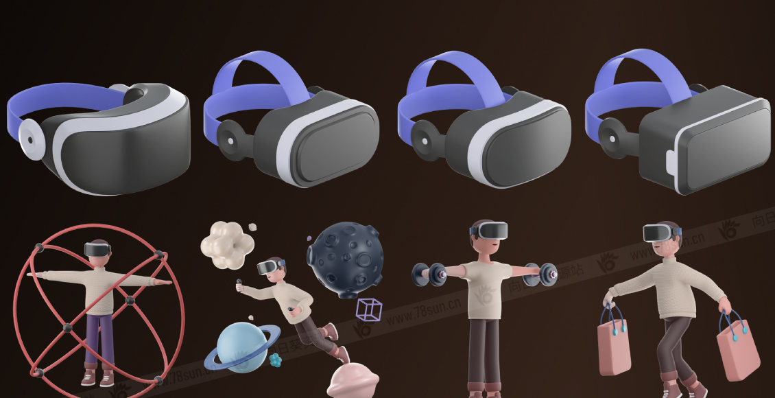 3D立体NFT虚拟现实VR figma blend矢量图形素材包-向日葵资源站